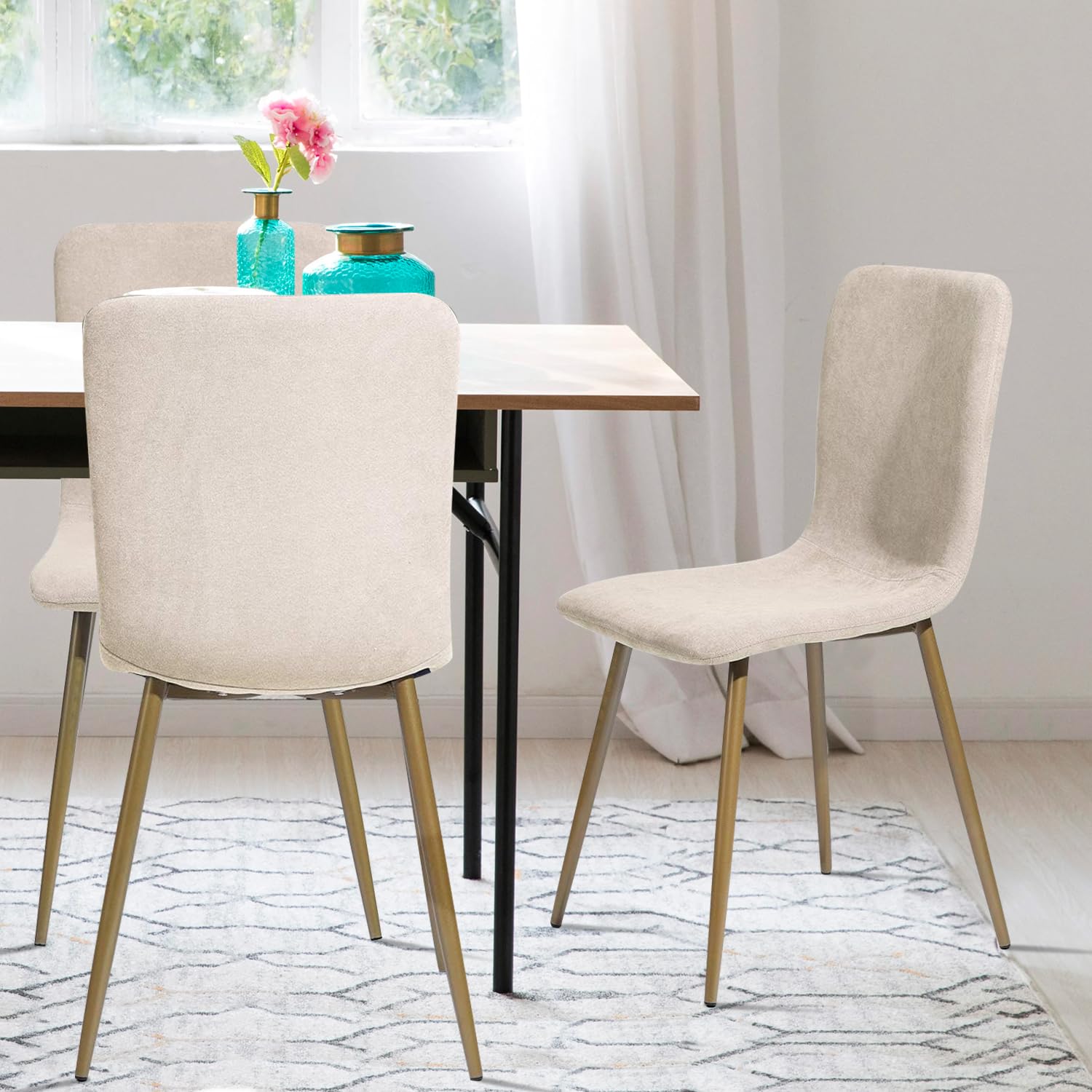 FurnitureR Dining Chairs Set of 2 Comfy Side Seating with Fabric Cushion PU Back and Sturdy Oak Legs for Kitchen Living Waiting Room, Grey