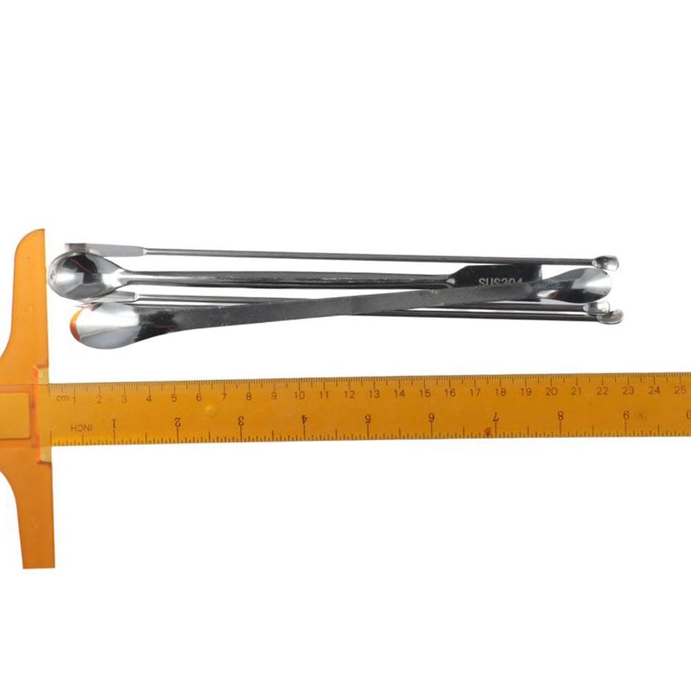 SHUATI Micro Sampling Scoop Stainless Steel Universal Silver Double Ended Mixing Spoon Wide Application Lab Spatula Laboratory Supplies
