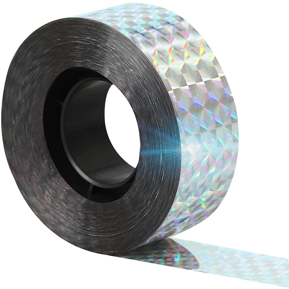 XoreArt Reflective Scare Tape, Double Sided Tape to Keep Away Birds, Pigeons, Crows, Woodpecker, and More (1” by 298 ft)