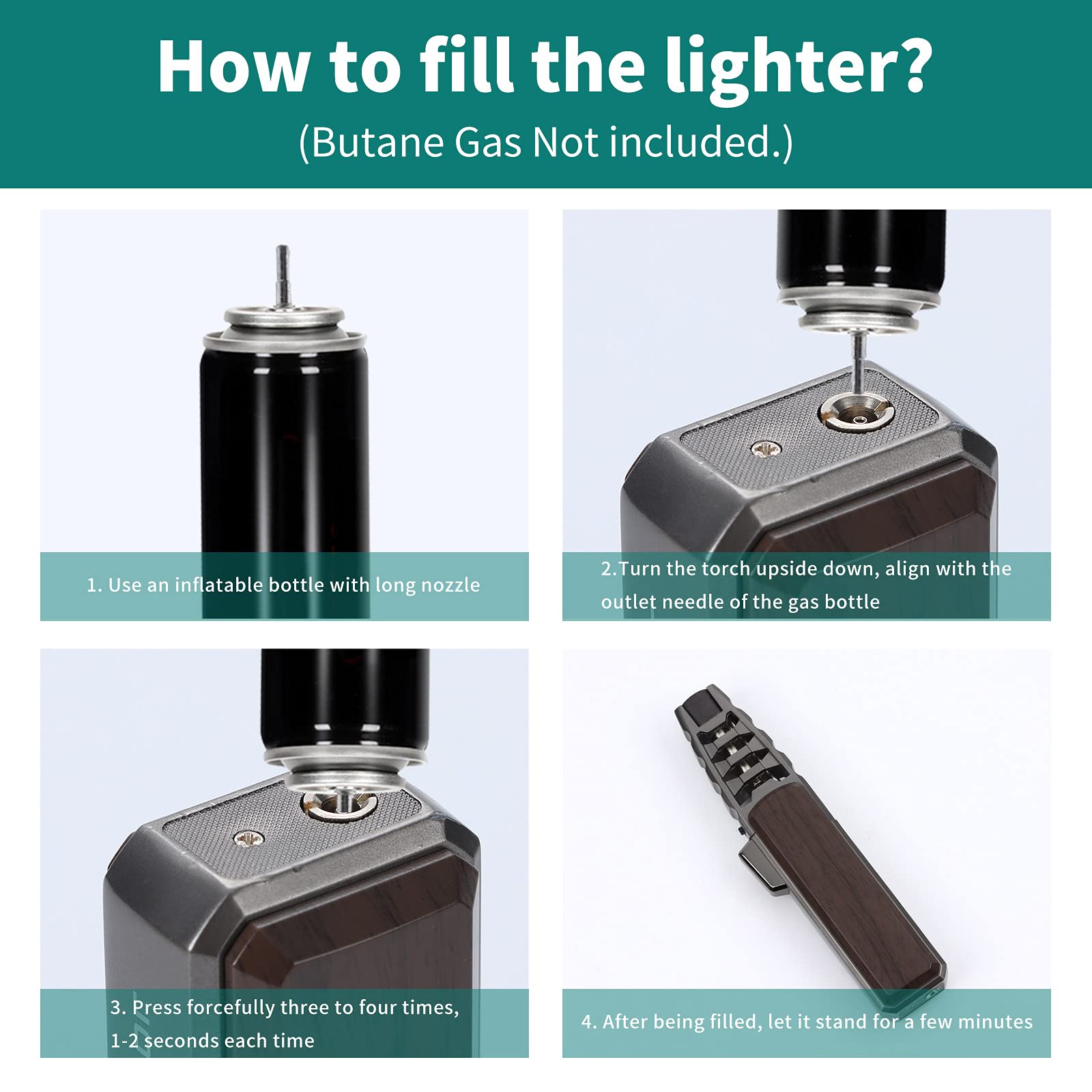 JOBON Butane Torch Lighter, Refillable Blow Jet Solar Flamethrower Best Torches, for Baking Cooking BBQ Kitchen Camping Creme Brûlée - No Gas Included (Old Gray Lacquer with Brown)