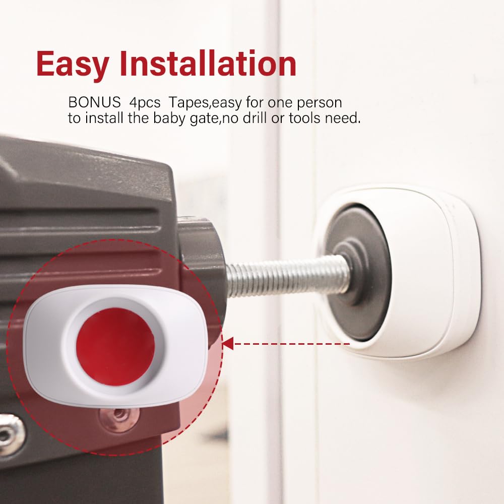 EUDEMON Safety Baby Gate Wall Protector Wall Saver for Pressure Mounted Gate Protect Walls/Baseboard/Stairs/Door Frame/Doorways Work on Pet & Dog Gates Easy to Install (White, 4 Pack)