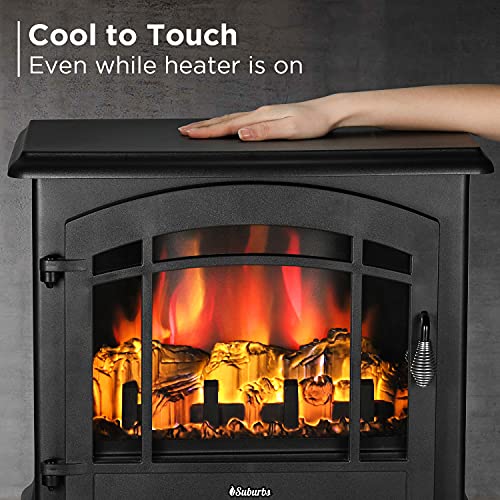 TURBRO Suburbs TS23 Electric Fireplace Heater, 23β FREESTANDING Fireplace Stove with Realistic Adjustable Flame Effect - CSA Certified - OVERHEATING Safety Protection - Remote Control - 1400W, Black