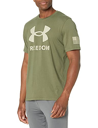 Under Armour Men's New Freedom Logo T-Shirt , Marine Od Green (390)/Desert Sand , 3X-Large