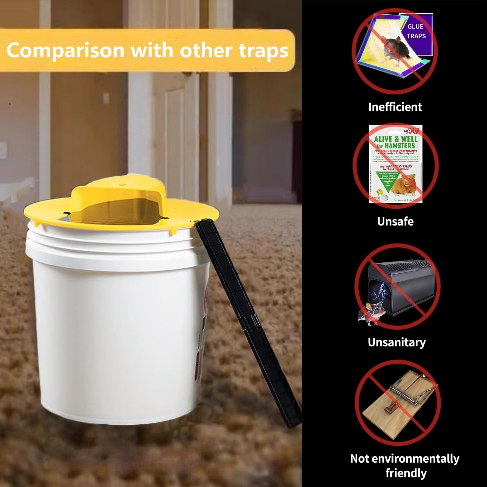 Mouse Trap Bucket Flip Lid,Mouse Rat Trap Bucket Lid,Auto Reset Multi Catch Humane Rat Trap for Indoor Outdoor | 5 Gallon Bucket Compatible | Mice Mouse Trap Bucket Lid (3Pack) a3