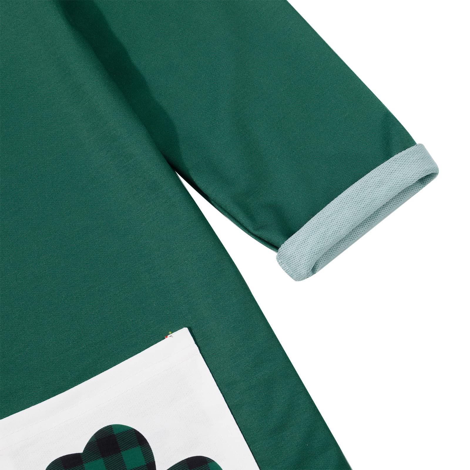 MOUSYA St Patrick's Day Dress Shirt Women Clover Heart Long Sleeve Tops Plus Size Color Block Sweatshirt with Pockets