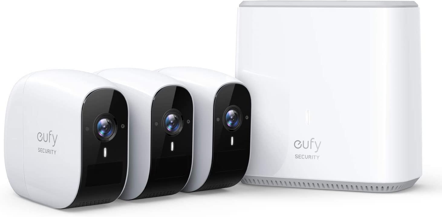 eufy Security by Anker, eufyCam E Wireless Home Security Camera System, 365-Day Battery Life, HD 1080p, IP65 Weatherproof, Night Vision, Compatible with Amazon Alexa, 3-Cam Kit(Renewed)