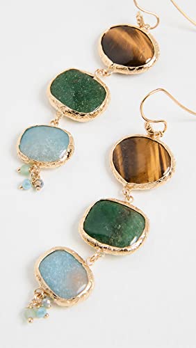 GAS Bijoux Women's Three Gemstone Drop Earrings, 376, Gold, One Size