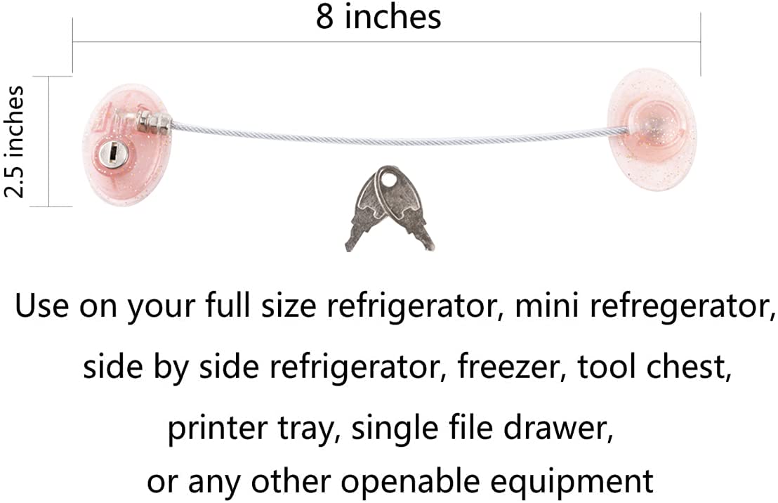 FIGEPO Refrigerator Lock Combination Transparency Fridge Lock Freezer Child Safety Lock Door Lock with Strong Adhesive 2 Pack Pink