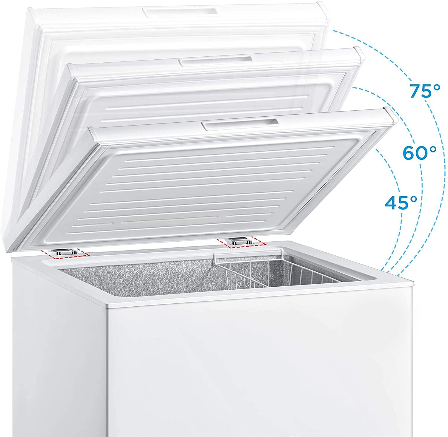 Smad Chest Freezer 7.0 Cubic Feet with Removable Basket Flip-up Lid Deep Freezer Adjustable Temperature, for Apartment Home Kitchen Grocery, White