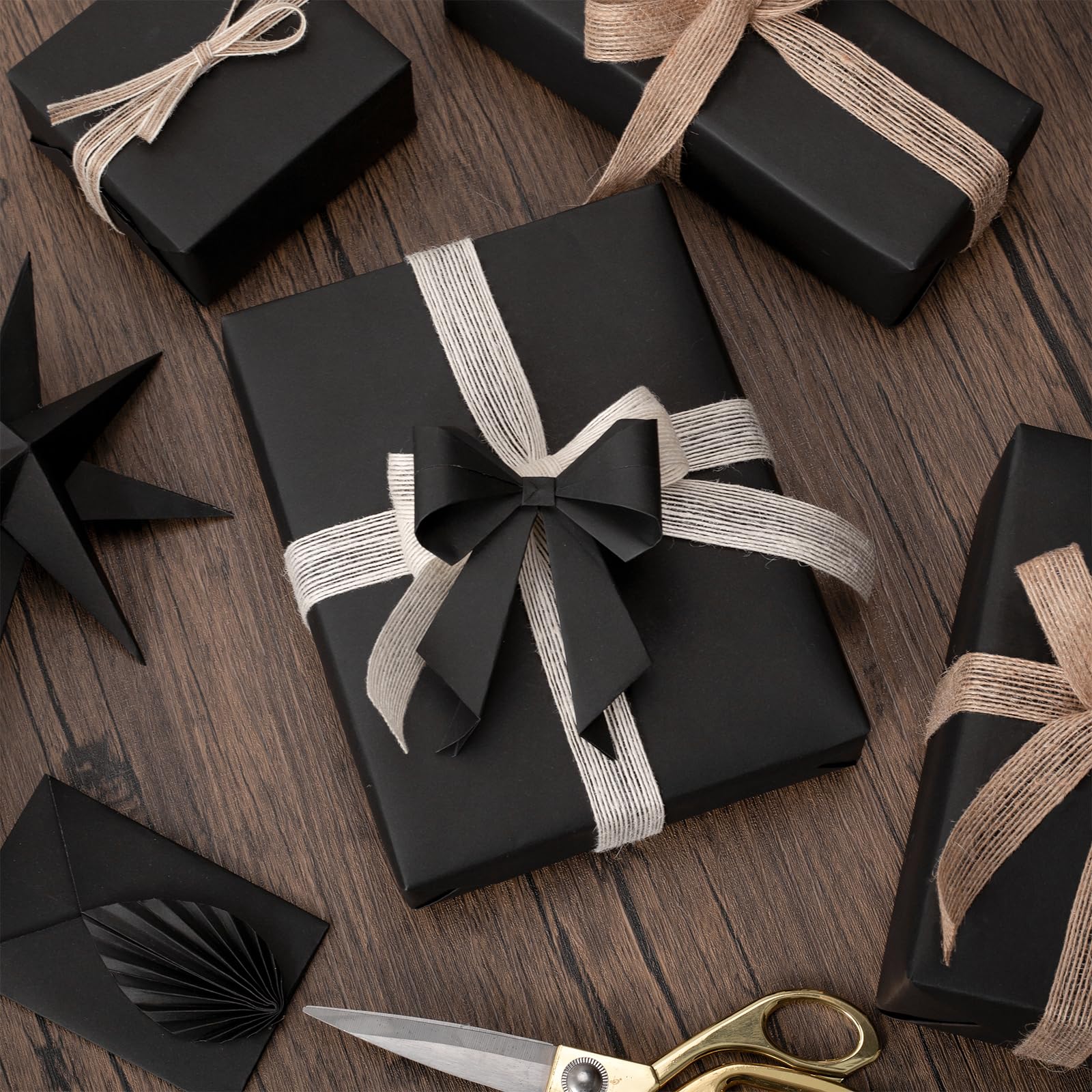 MIMUTI Black Kraft Wrapping Paper - Solid Color Wrapping Paper Perfect for DIY Making, Wedding, Birthday, Christmas, Kids Art Kraft Projects - 17 Inches x 33 Feet