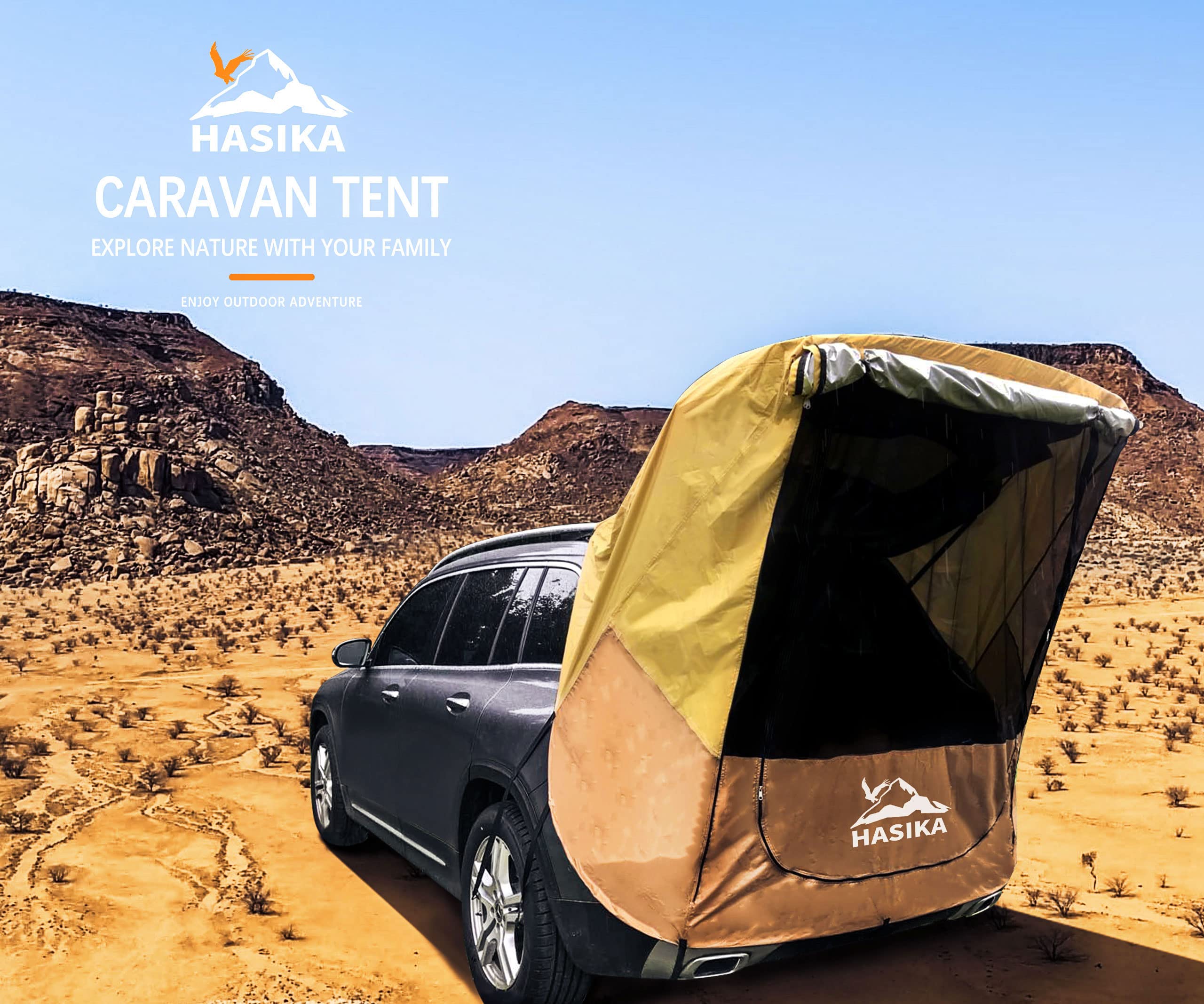 Hasika Camping Tent 2 Person Sun Shade Privacy Shelter Easy Set Up 120 Seconds Waterproof 3000MM UPF 50+ Yellow (Small)