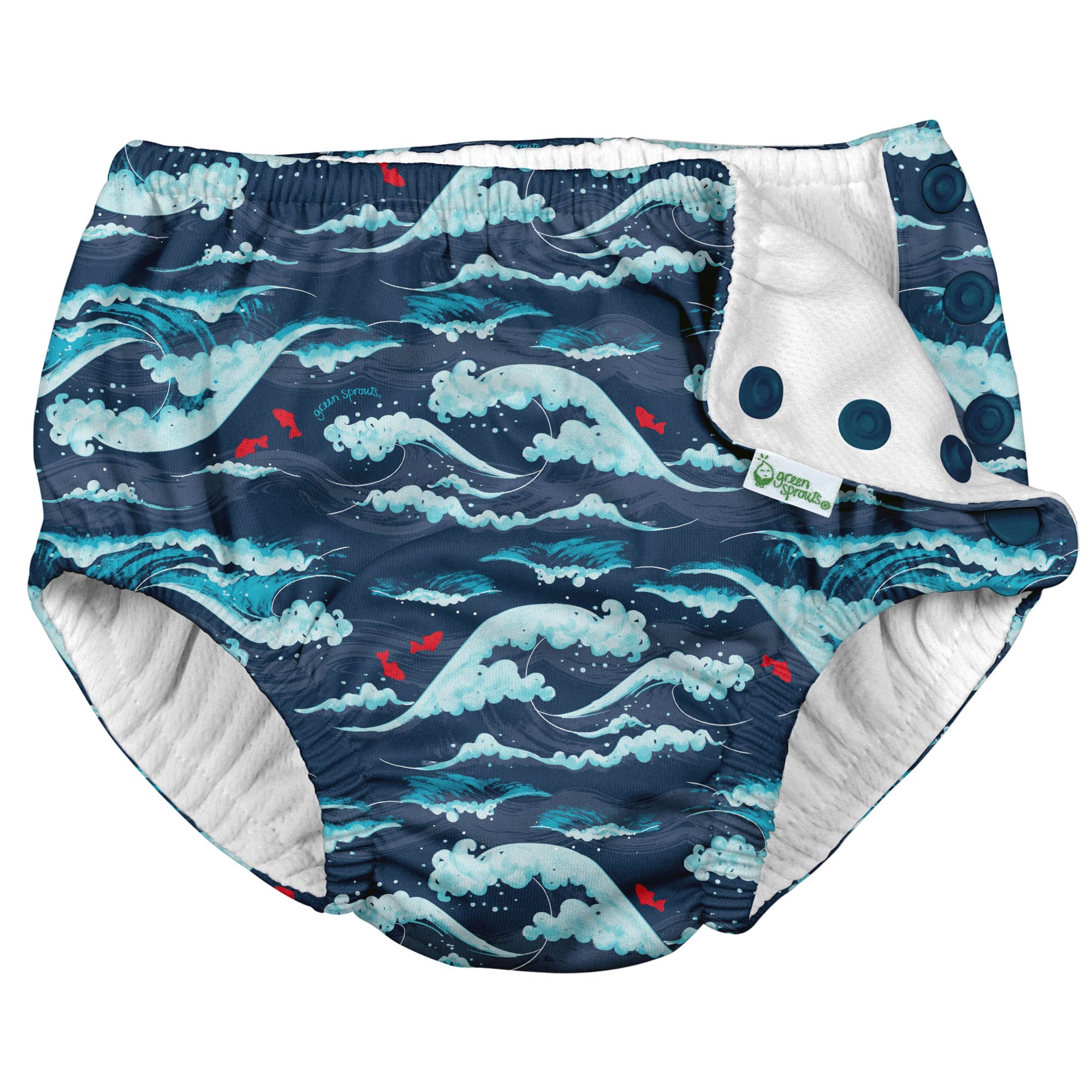 i Play 2 Pack Boys Reusable Baby Swim Diapers Navy Fish Geo and Tidal Waves 12 Months