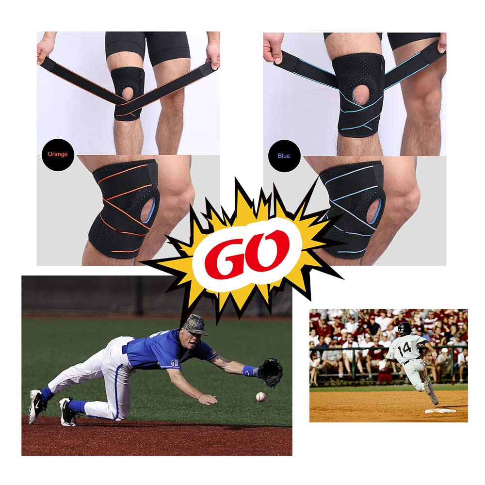 Fay Bless Knee Braces for Knee Pain for Men & Women with Elastic Strap for Running, Hiking, Arthritis, ACL, Meniscus Tear, Sports (1 PCS,Blue)