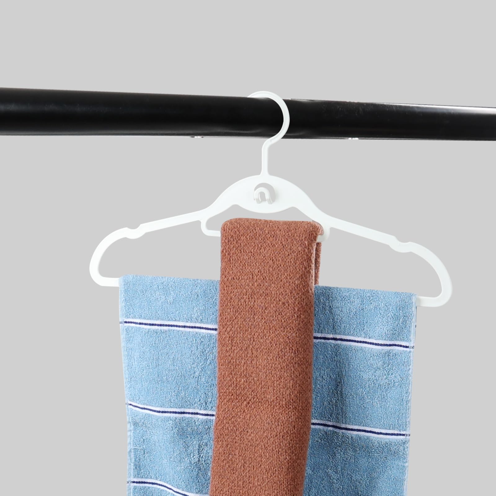 Minekkyes 50 Packs Home Clothes Hangers Plastic, White Basics Hangers, Durable Non-Slip Suit Coat Hanger with Shoulder Grooves