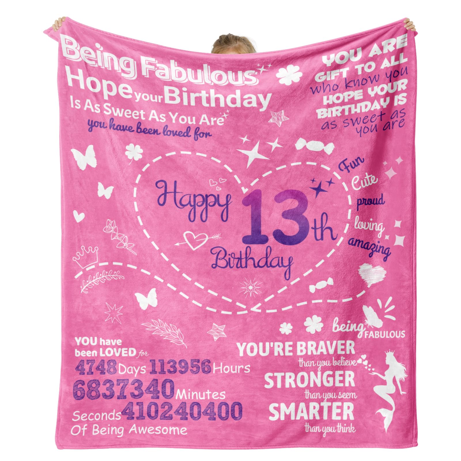 VIGKOIR Gifts for 13 Year Old Girl, 13th Birthday Gifts for Girls, 13 Year Old Girl Gift Ideas, Sweet Gifts for 13 Year Old Girl, Blanket Gifts for 13 Year Old Girls 60"X50"