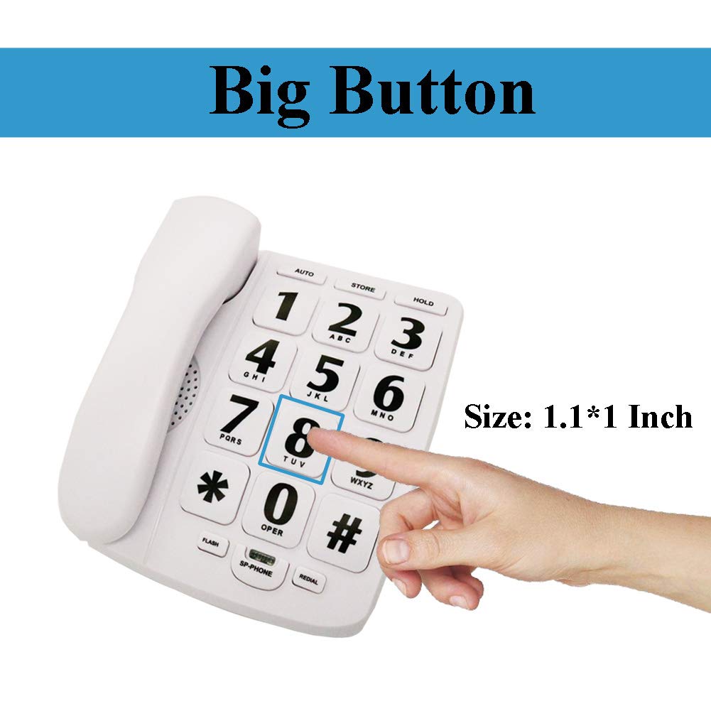 Elderly Phone for Seniors, HePesTer Large Button Phone for Low Vision Amplified Corded Phone Landline Home Telephones Programmable Wall Phone with Extra Loud Ringer
