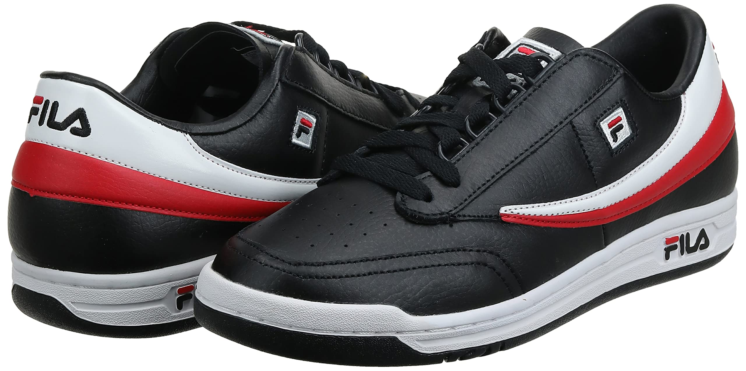 Fila Men's Original Tennis Fashion Sneaker, Black/White Red, 9.5 M US