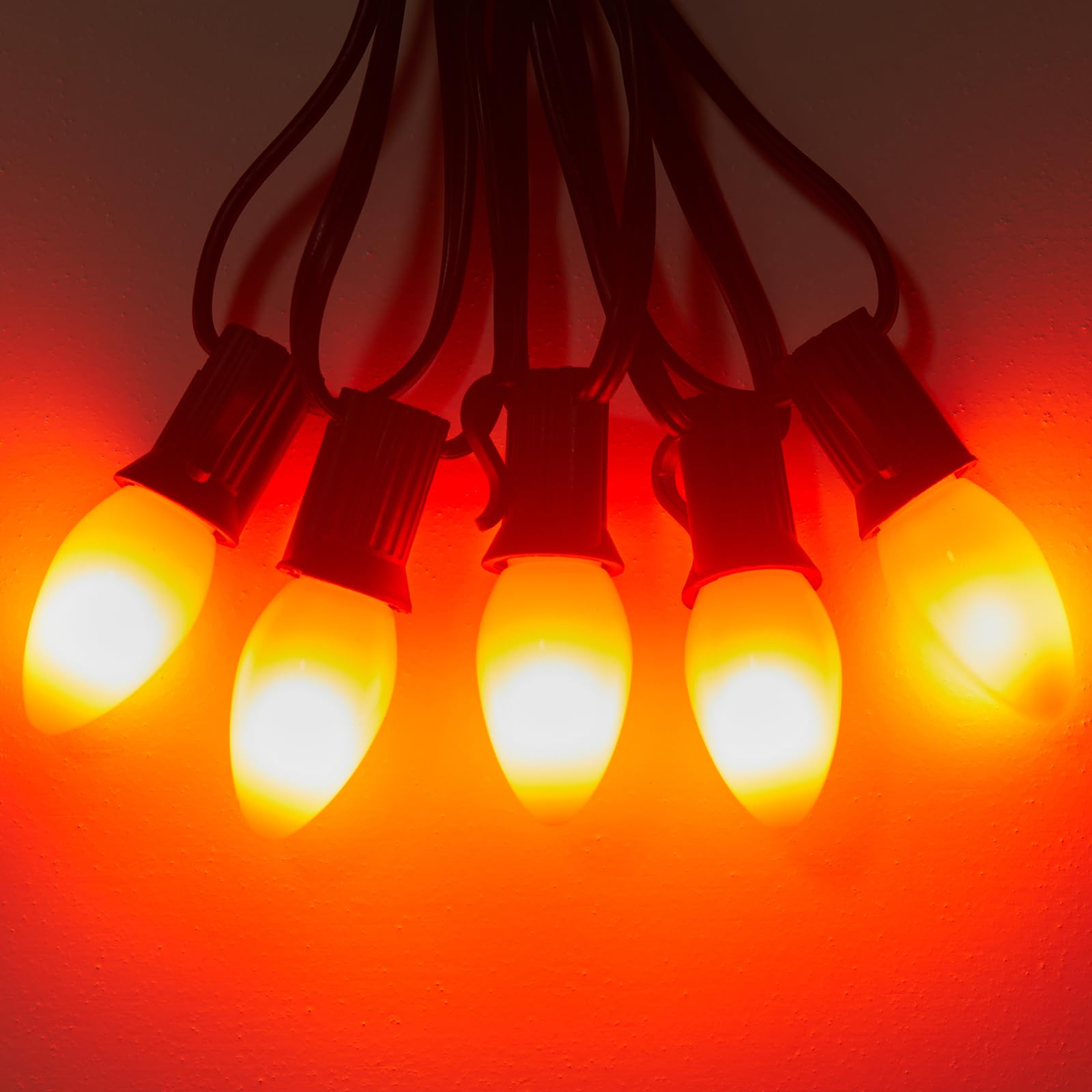 Minetom 25 Pack C7 Led Christmas Lights Bulb Replacement Light Bulbs Orange Commercial Light Bulbs,C7/E12 Candelabra Base Fits C7 Christmas Halloween Indoor Outdoor String Lights