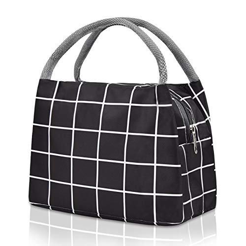 Homlouue Small Lunch Bag Insulated Adult Lunch Box Insulated Lunch Bags for Women Men Lunch Cooler Tote Bag for Work Picnic Outgoing (Black)