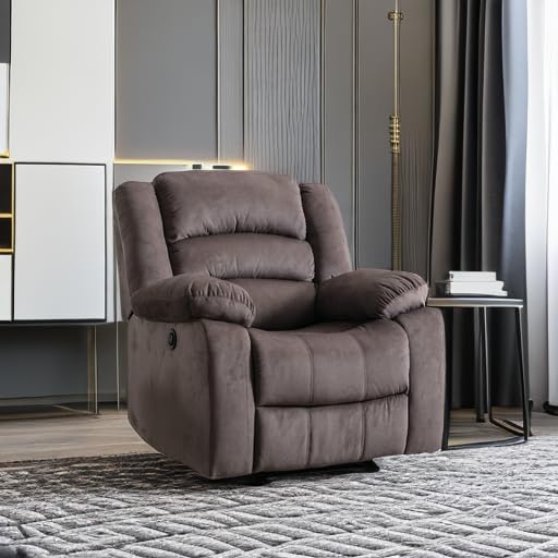 EBELLO Classic Power Recliner Chair, Oversized Electric Overstuffed Reclining Chair with Soft Cushion and Back, Sofa with Comfortable Armchair, Brown