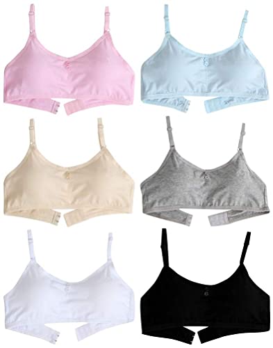TOPQ Girls Bras 10-12 Years Old Cute Clothes for Girls 10-12 Teen Bras for Girls Ages 12-14 Training Bras for Girls 14- Bra (6PC, One Size)