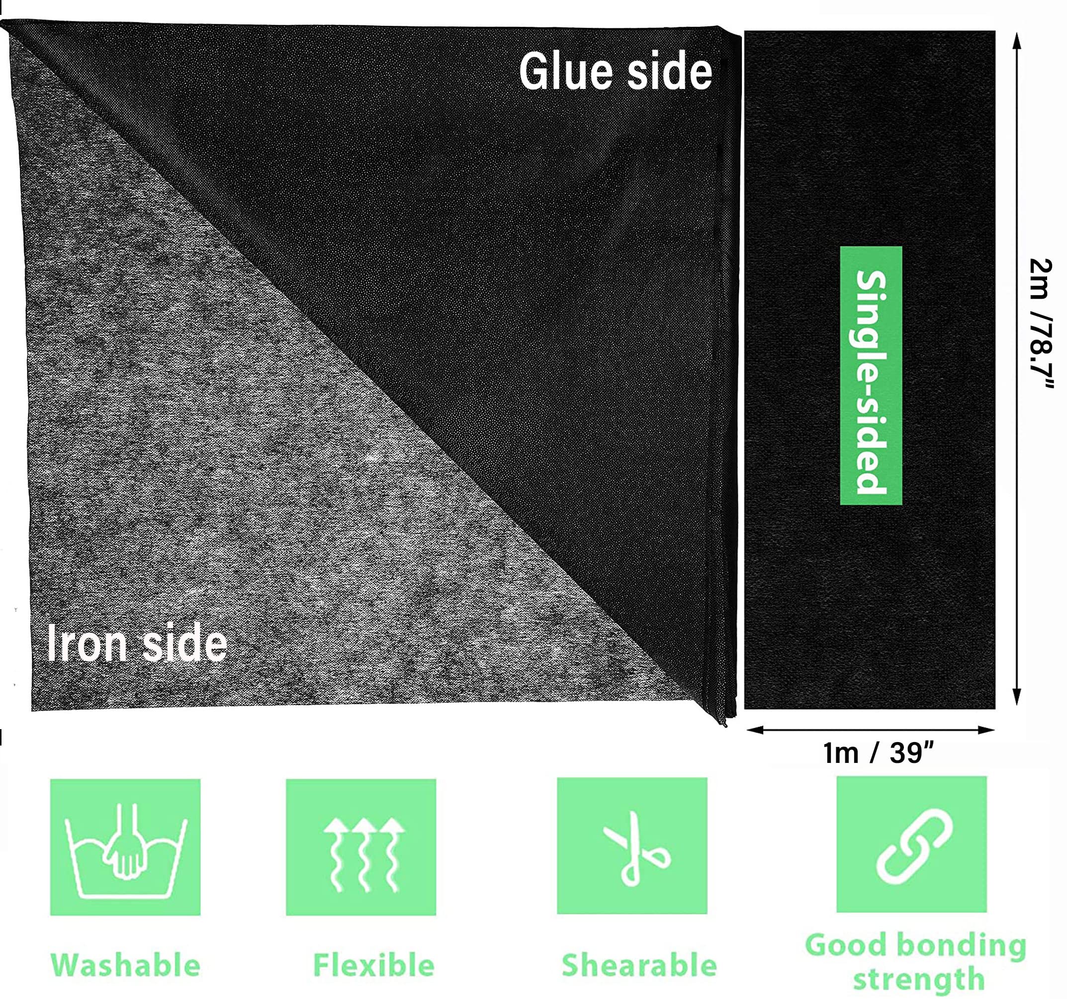 Fusible Interfacing,39 inches x 2.2 yards(1m x2m) Interfacing for Sewing,Cover The needlepoint stitches on The back of Stitch and Zip projects,Fused Beautifully with The Iron