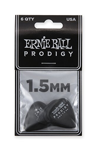Ernie Ball Prodigy Guitar Picks, Standard, Black 1.5mm, 6-pack (P09199)