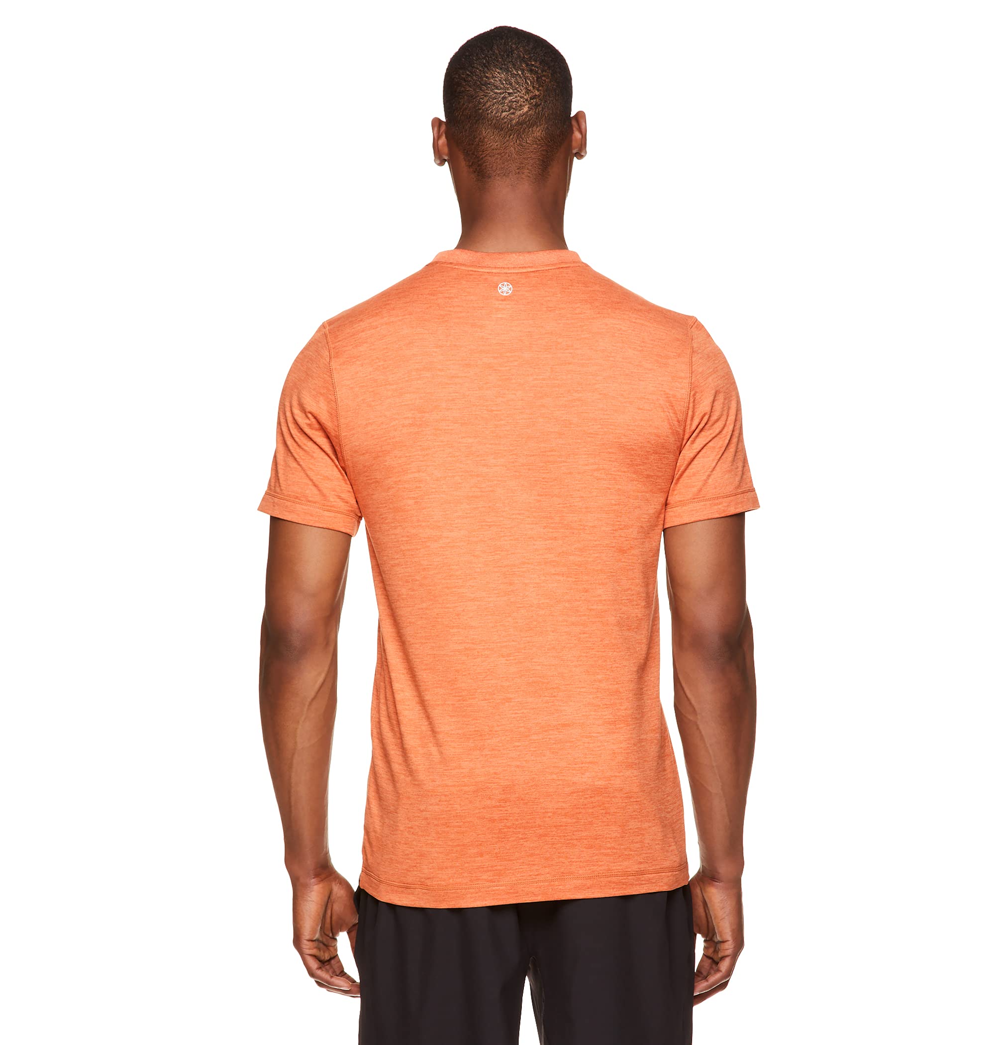 Gaiam Men's V-Neck Yoga T-Shirt - Moisture Wicking Gym Training and Workout Shirt - Everyday Autumn Leaf Heather, Medium