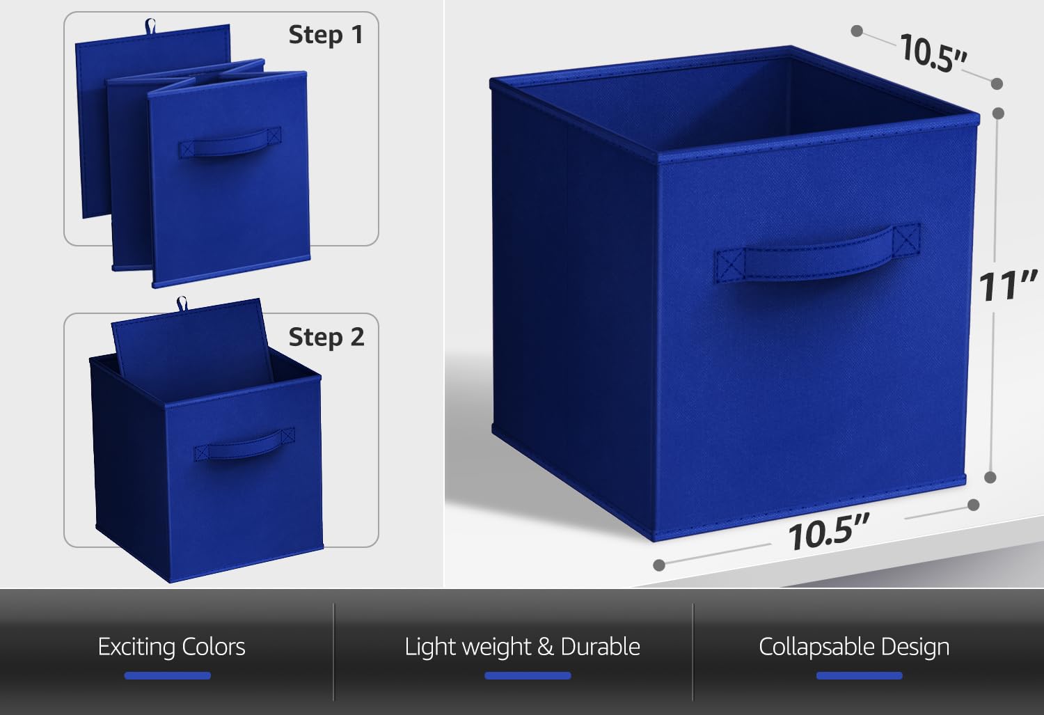 Sorbus Fabric Storage Cubes - 6 Foldable Storage Bins for Organizing Pantry, Cubbies, Toy Box - Clothes Storage & Closet Organizer - 11 Inch Collapsible Cube Baskets for Shelves with Handle