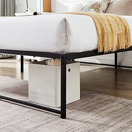VECELO 16" Metal Platform Tall Bed Frame,Mattress Foundation/No Box Spring Needed/Heavy Duty Steel Slat Support (Full Size)