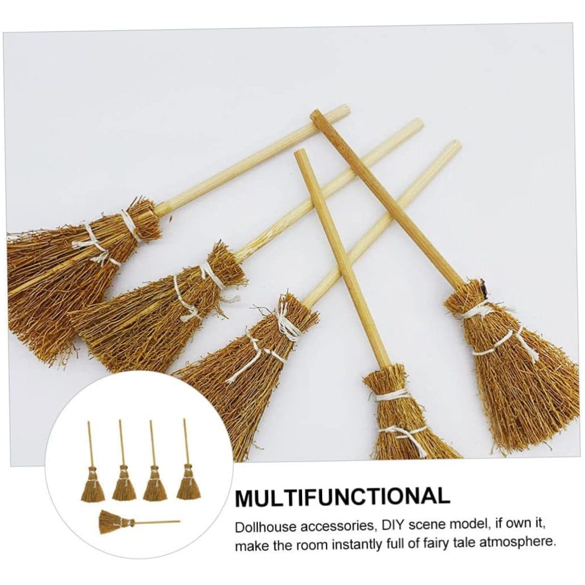 mini brooms Mini Faux Mini Brooms Straw Craft Decorations Halloween Party Witch Accessories 8 Pieces