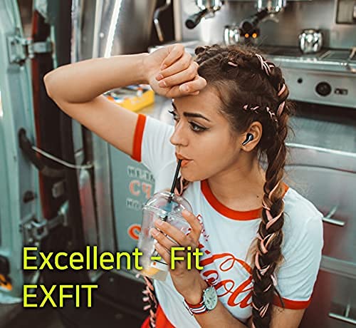 EXFIT BCS-T90 True Wireless Earbuds with Bluetooth 5.0, Charging Case, IPX4 Waterproof, Touch Control, 4 Mic, 24H Playtime, Hi-Fi Stereo Sound – Sports in Ear Earphones for iPhone & Android [Black]