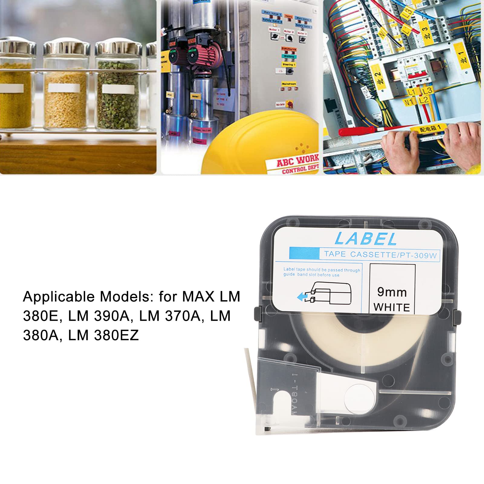Omabeta Label Tape, Label Maker Tape Refills 9mm Wide PET Material 8m Length for LM380E LM390A