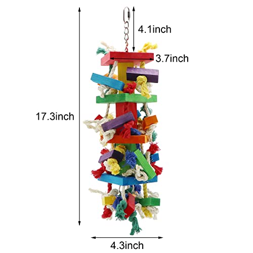 Wontee Bird Toys Parrot Chewing Toys Wood Blocks Tearing Toys for Parakeet Cockatiel Sun Conure African Grey Indian Ringnecks Small and Medium Sized Birds (Large)