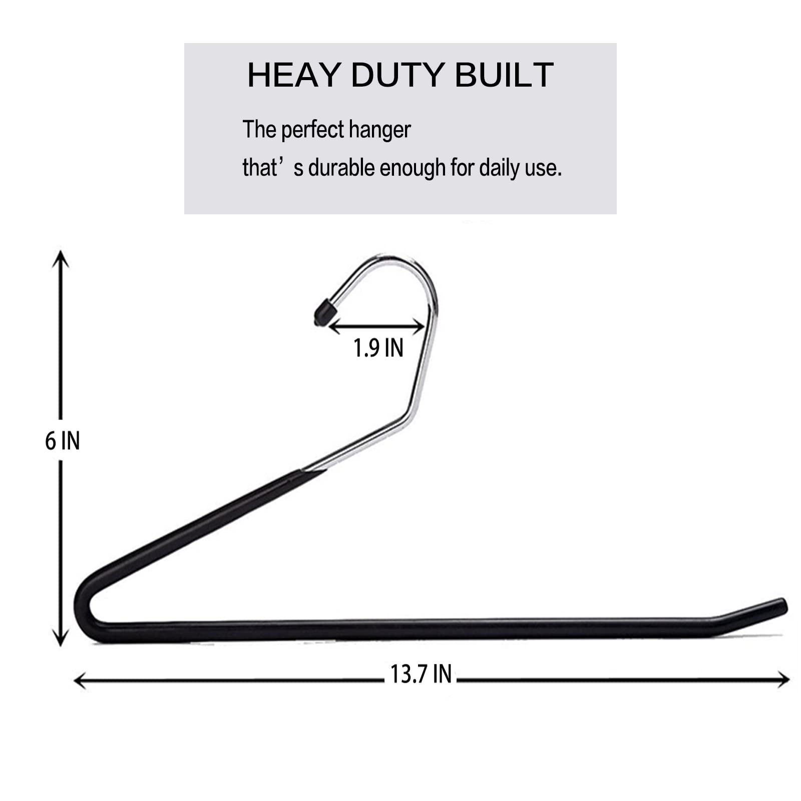 Slack/Trousers Pants Hangers - Open Ended Metal Hangers, Slim Durable (Black, 10)