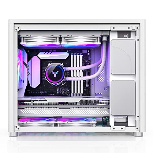 JONSBO D30 White Mini Micro ATX Tower Computer Case, Aluminum/Steel/Tempered Glass-1 Side, Simple High Compatibility MATX Case, Support 240 Water & 168mm Air Cooling, 355mm GPU,Interchangeable Side