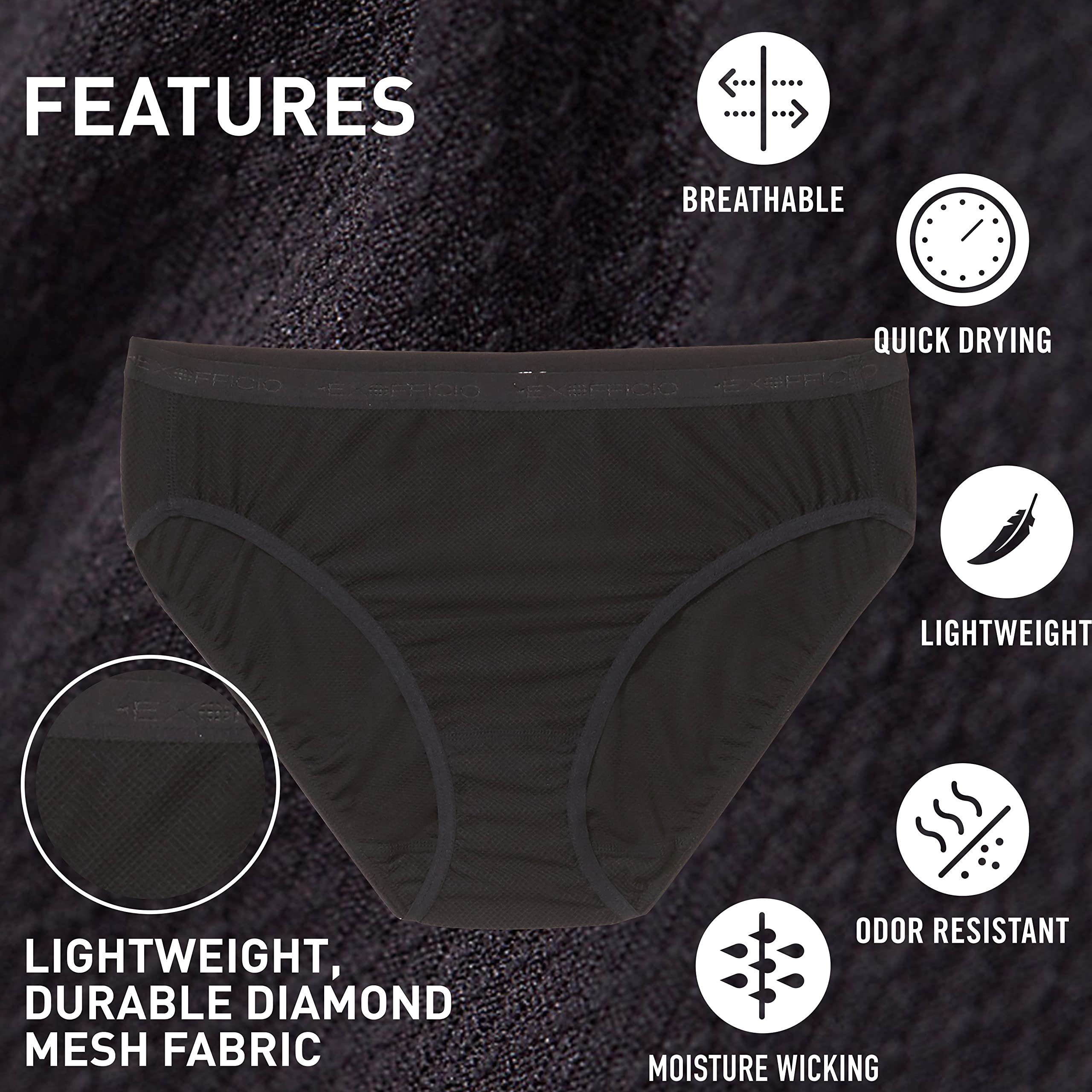 ExOfficio Women's Give-N-Go Bikini Brief, Black, Small