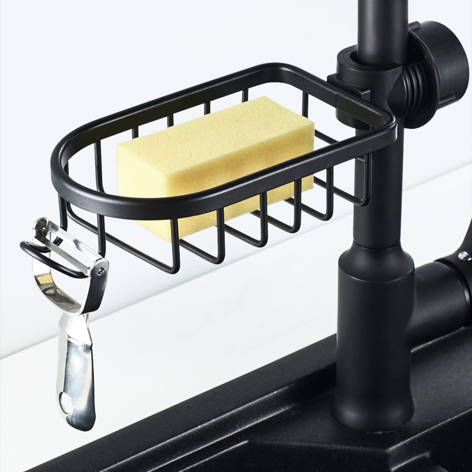 Tfulad Sponge Holder Over Faucet Kitchen Sink Caddy Organizer, Stainless Steel Faucet Rack for Soap, Shampoo, Shower Caddy Shelf,Scrubbers