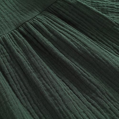 Mialoley Baby Girl Doll Collar Dress Long Sleeve Toddler Solid Color Ruffle A Line Spring Fall Casual Infant Sundress Button (Green, 18-24 Months)
