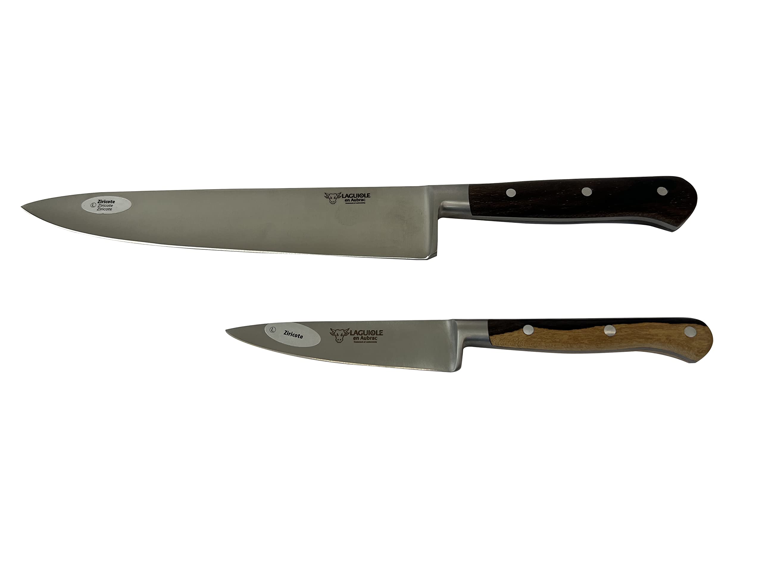 Laguiole en Aubrac Professional Stainless Fully Forged Steel Made In France Essential 2-Piece Premium Kitchen Knife Set With Ziricote Handles