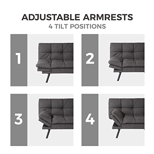 ERYE 3-in-1 Upholstered Napping Futon Sofa Loveseat Convertible Sleeper Couch Bed,Adjustable Both Side 2-Seaters Sofa&Couch Cushions Love Seat Daybed for Home Apartment Office Small Space Living Room