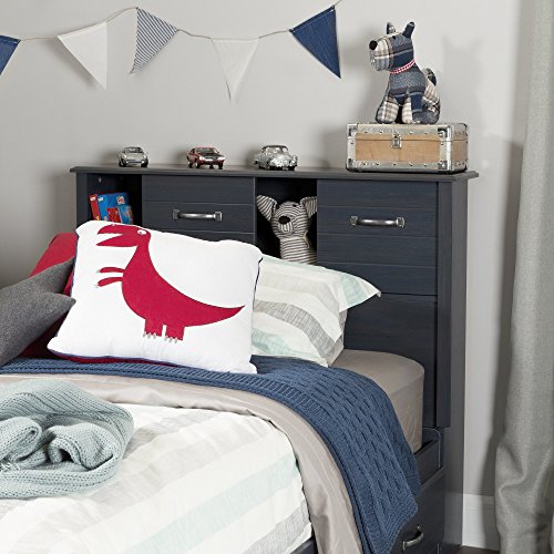 South Shore Ulysses Bookcase Headboard with Doors, Twin, Blueberry