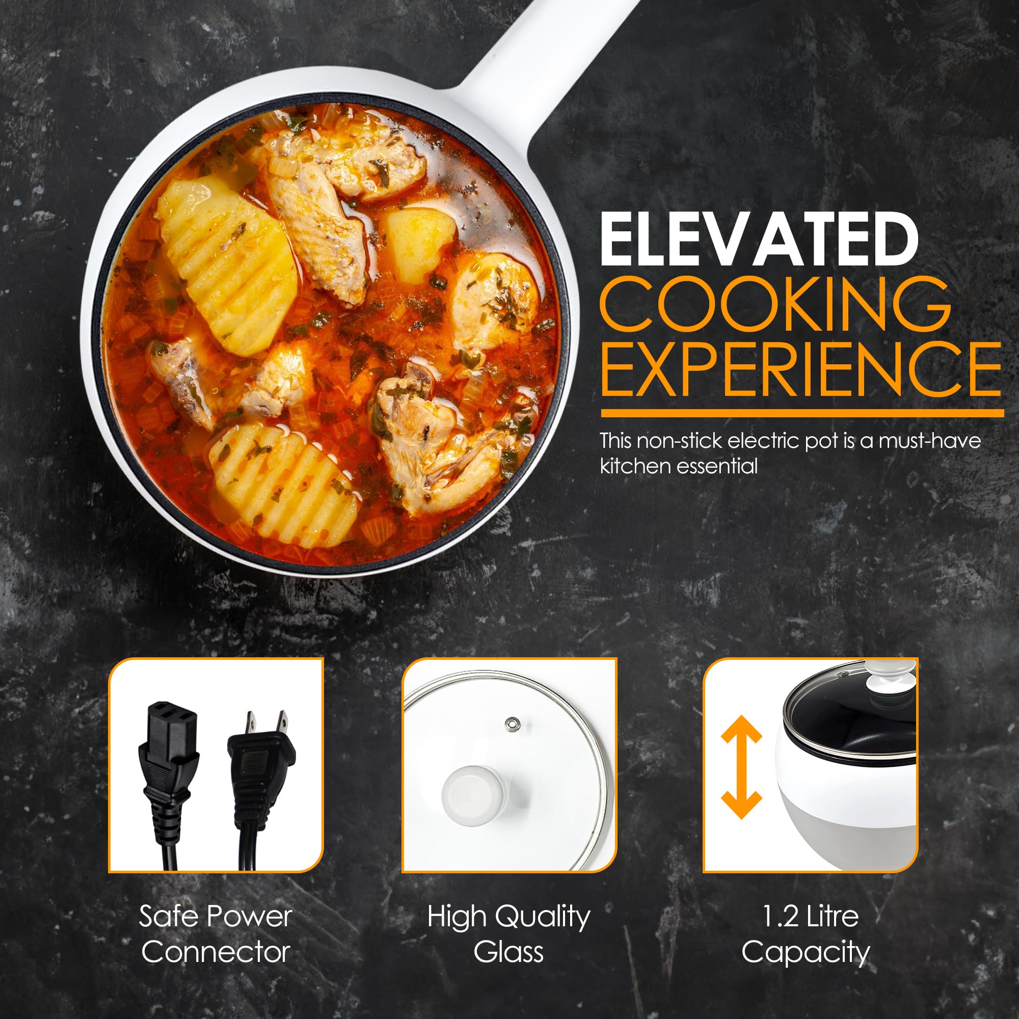 Mini Electric Hot Pot for Cooking: Portable Ramen Cooker: 1.2L Multi-Functional Self Heating Pot, Non-Stick Electric Pot for Pasta, Noodles, Soup, Egg, Portable Cooking Pot, Lazy Pot