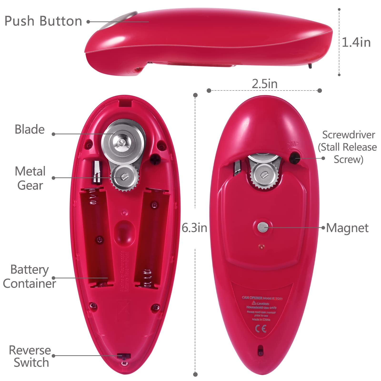Electric Can Opener for Kitchen, Hands Free Can Opener with Smooth Edges Safe Battery Operated Operation, Automatic Can Opener for Kitchen Arthritis and Seniors,Best Kitchen Gadget for Almost Size Can