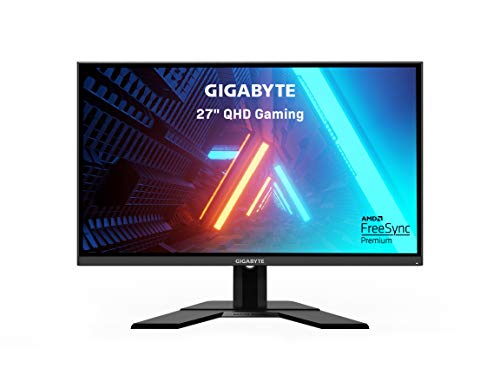 GIGABYTE G27Q 27" 144Hz 1440P Gaming Monitor, 2560 x 1440 IPS Display, 1ms Response Time, 92% DCI-P3, VESA HDR400, FreeSync Premium, DisplayPort 1.2, 2x HDMI 2.0, 2x USB 3.0, Black