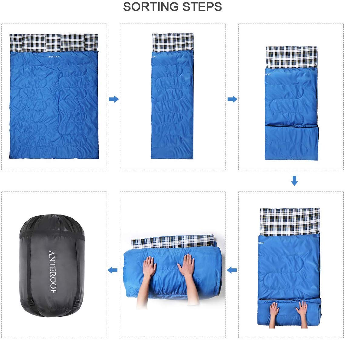 Double Sleeping Bag 2 Person Sleeping Bags with 2 Pillows Adults Teens Portable Lightweight XL Camping Sleeping Bag for Camping Backpacking Hiking Outdoor, 2022 Upgraded