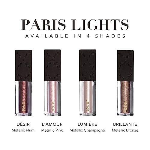 Jouer Paris Lights Eye Paints - Metallic Liquid Eyeshadow - Long Lasting & Crease-Proof Shimmer Cream Eyeshadow - Smooth Chrome Finish, Brillante