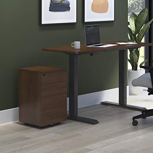 HON Basyx Commercial-Grade Mobile Wooden Pedestal, Filing Cabinet, Standard, Light Walnut