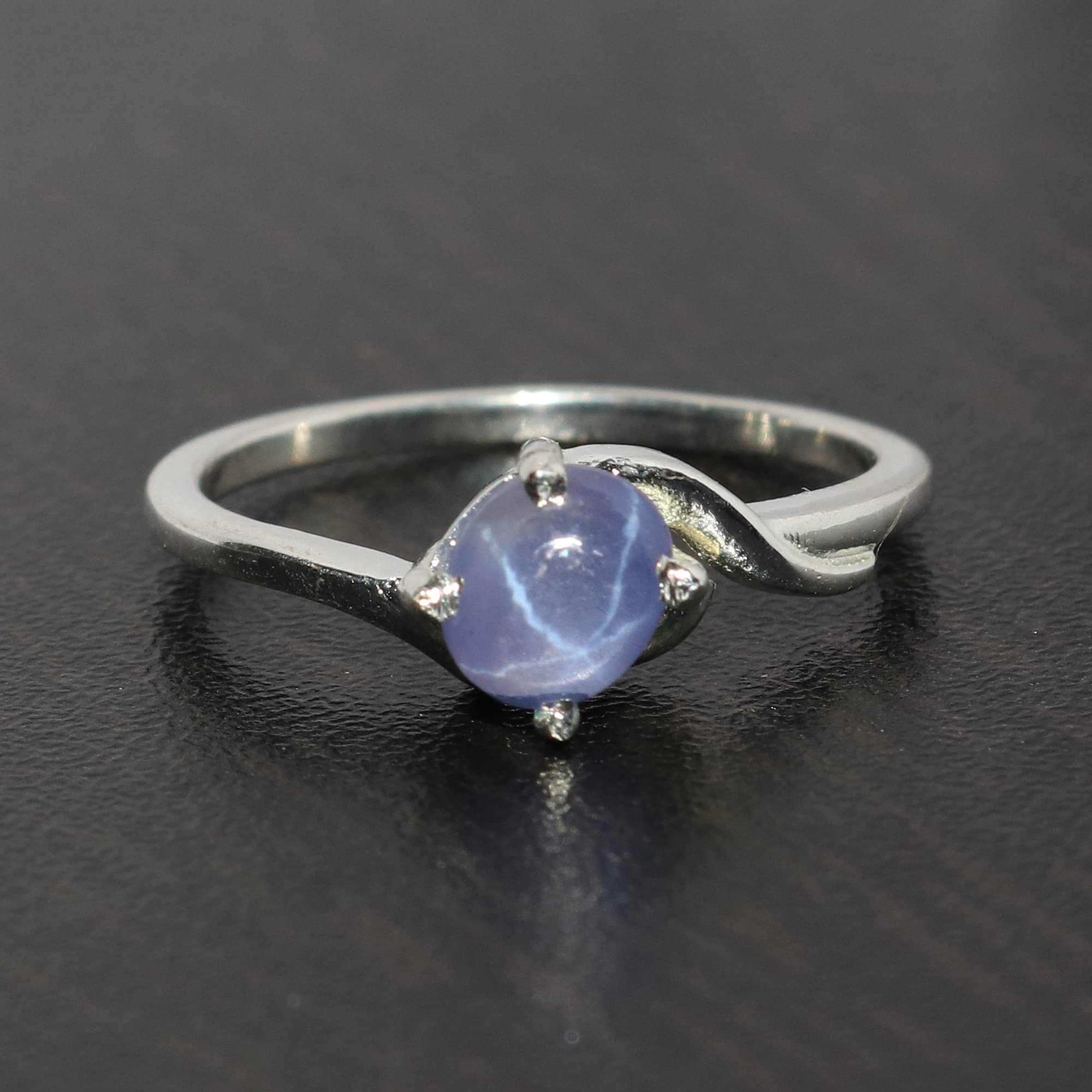 GEMHUB Natural Blue Star Sapphire Sterling Silver Ring Loose Gemstone Ring