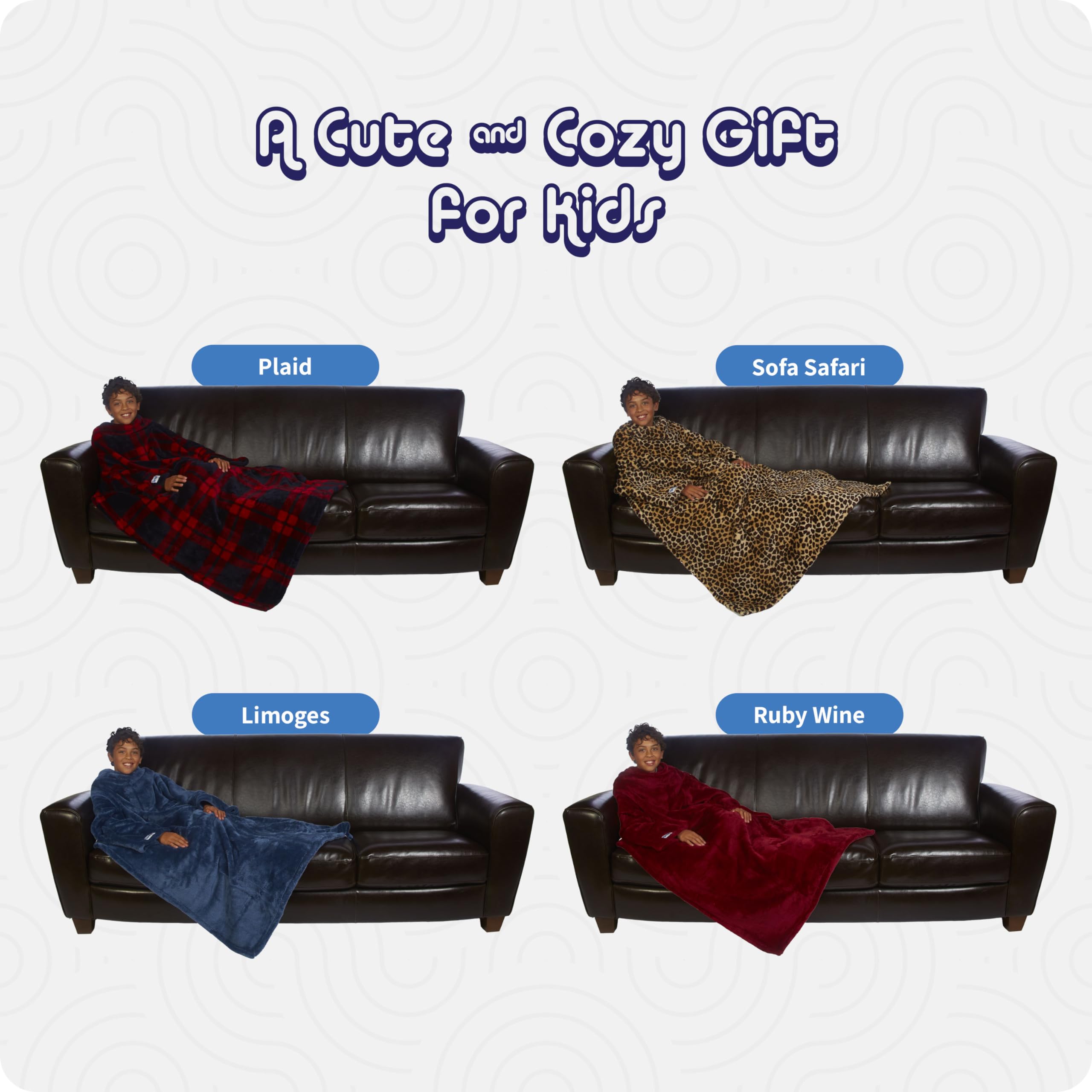 Slanket Kids Wearable Blanket with Sleeves - The Ultimate Kids Oversized Fleece Blanket with Foot Pocket - Lightweight, Plush, & Soft Plus Sized Wearable Blanket for Kids - 44”W x 60”L, Ruby Wine